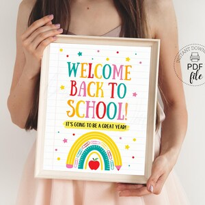 Welcome Back to School Printable Sign + Gift Tag, Teacher School Staff ...