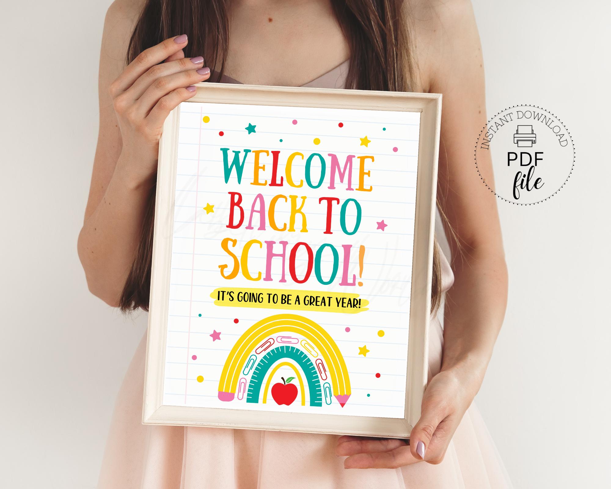 Welcome Back to School Printable Sign + Gift Tag, Teacher School Staff ...
