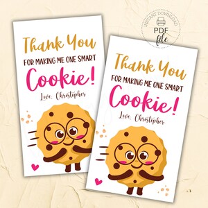 Printable Teacher/school Cookie Appreciation Gift Tag, Personalized ...