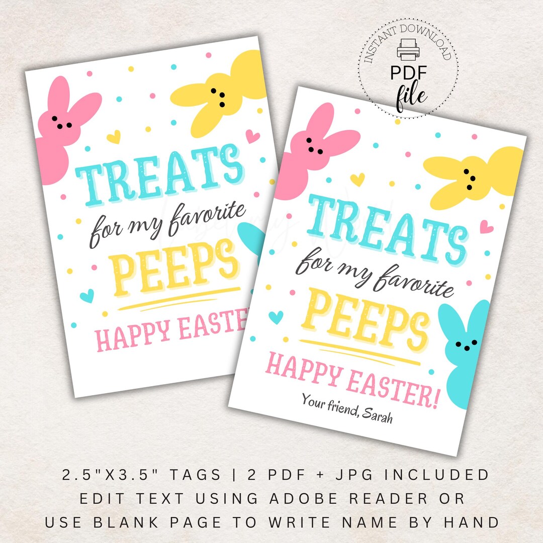 Printable Easter Candy Tag, Treats for My Favorite Peeps Personalized ...