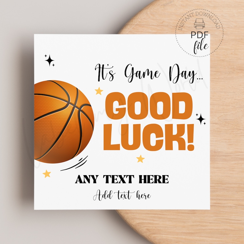 Basketball Good Luck Printable Tags | Personalized Cheer Team Gift Tag ...