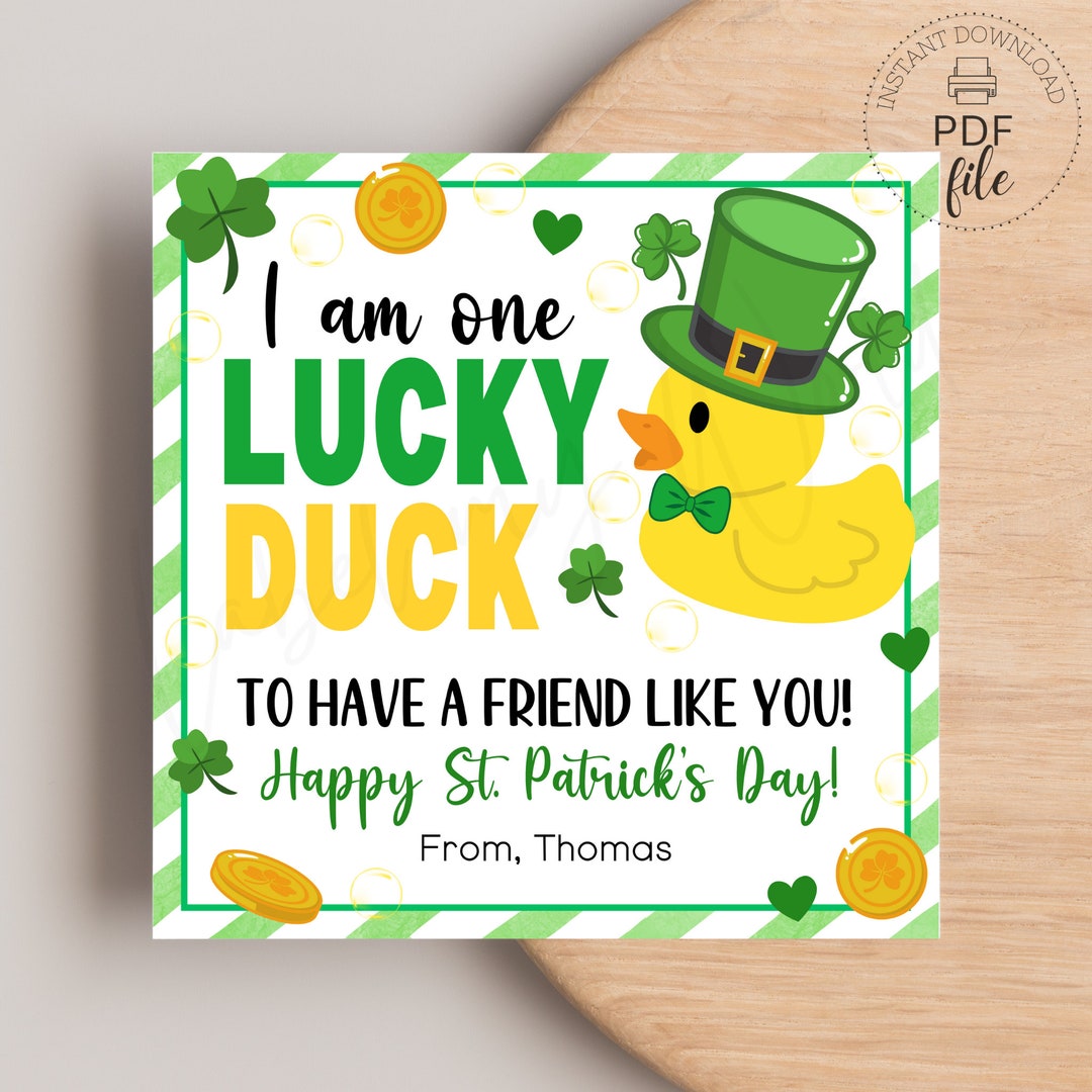 Printable St Patrick's Day Lucky Duck Tags | Personalized One Lucky ...