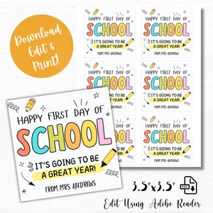 Happy First Day of School Tag | Printable Teachers/students/school ...