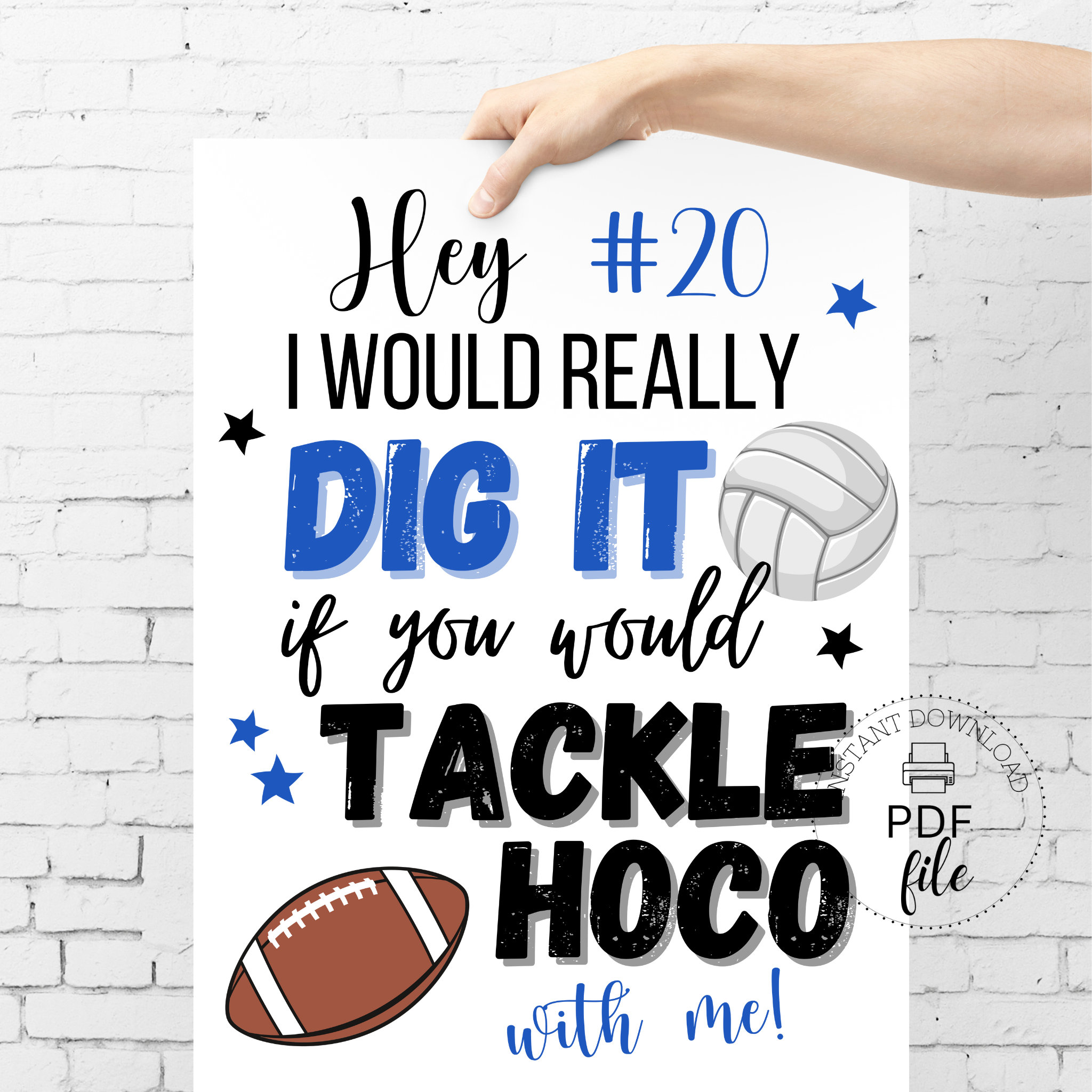 Editable Football & Volleyball Proposal Sign | Printable I Would Really ...