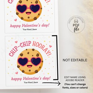 Printable Chip Chip Hooray Valentine Cookie Gift Tag, Personalized ...