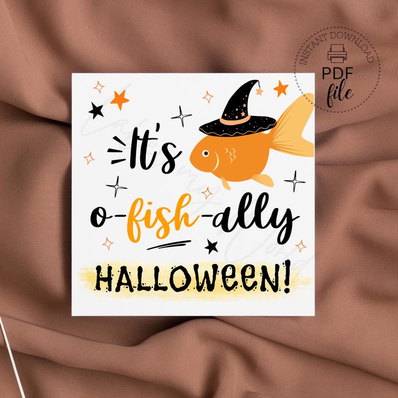 Printable It's O Fish Ally Halloween Tags, Halloween Goldfish Gift Tags ...
