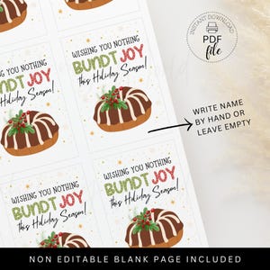 Printable Christmas Bundt Cake Treat Tag, Personalized Wishing You ...