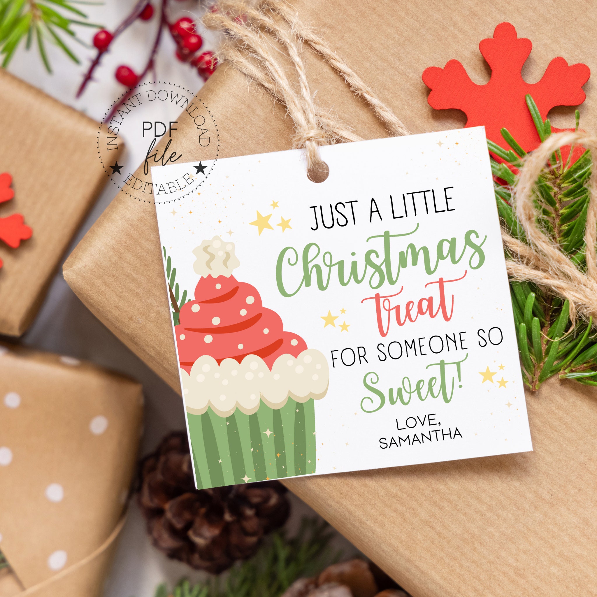 Christmas Cupcake Appreciation Gift Tags Printable Holiday Treat Tag ...
