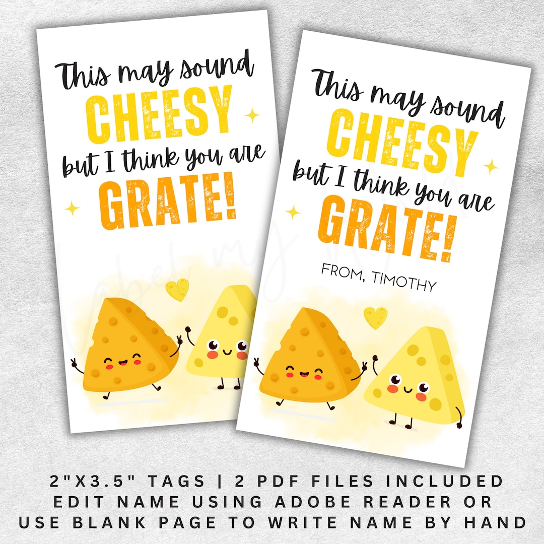 Cheese Printable Gift Tag, Personalized This May Sound Cheesy but I ...