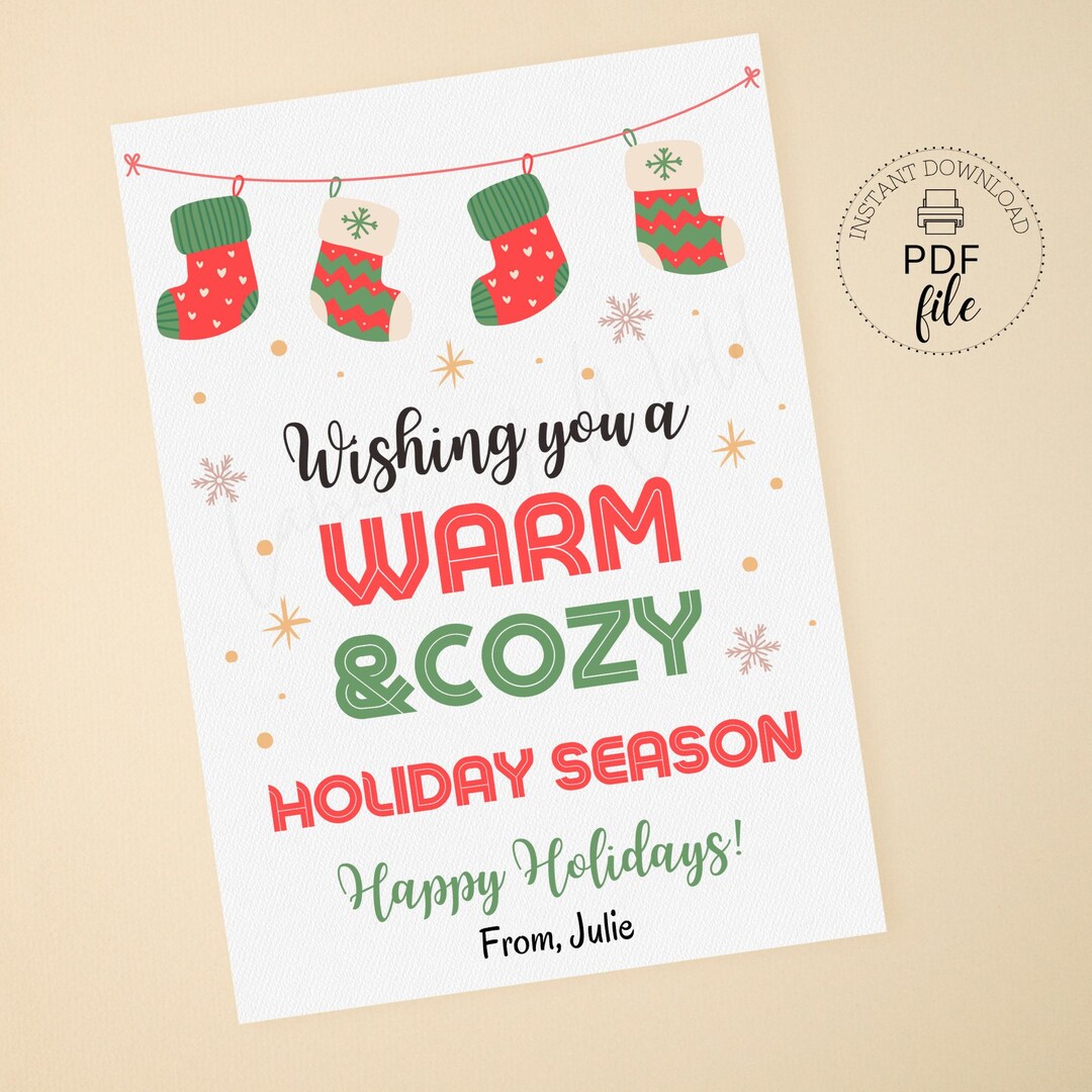 Printable Fuzzy Socks Tag, Personalized Wishing You a Warm and Cozy ...