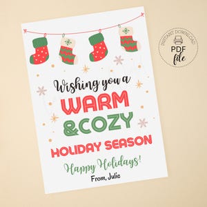 Printable Fuzzy Socks Tag, Personalized Wishing You a Warm and Cozy ...