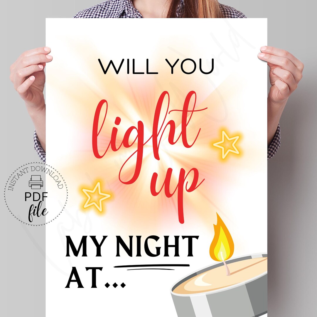 Printable Tea Light Candles Proposal Sign, Will You Light up My Night ...