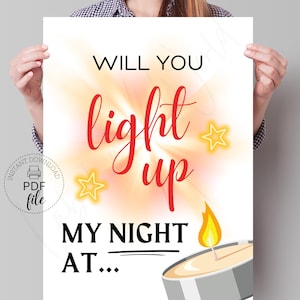 Printable Tea Light Candles Proposal Sign, Will You Light up My Night ...