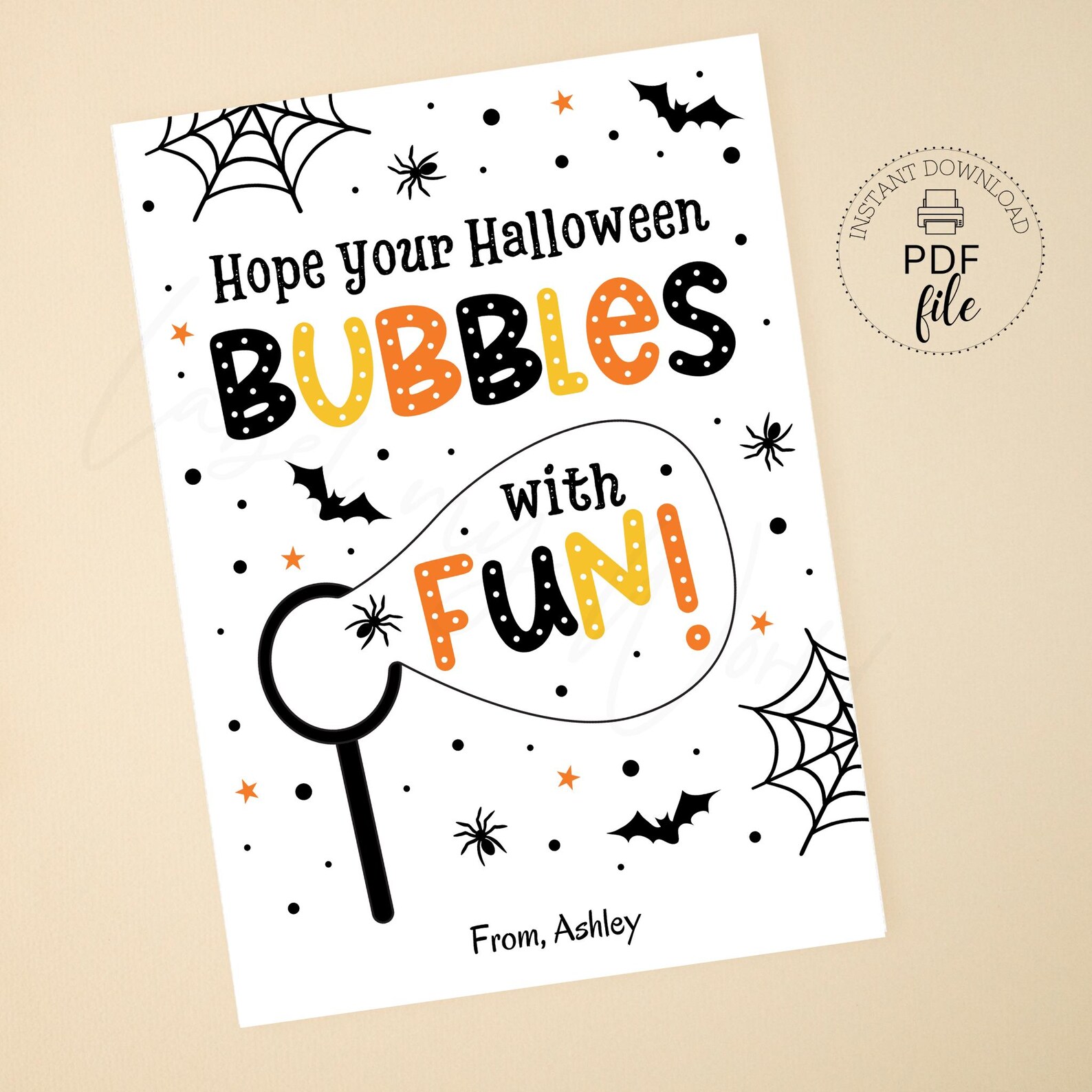 Printable Hope Your Halloween Bubbles With Fun Treat Tag, Personalized ...