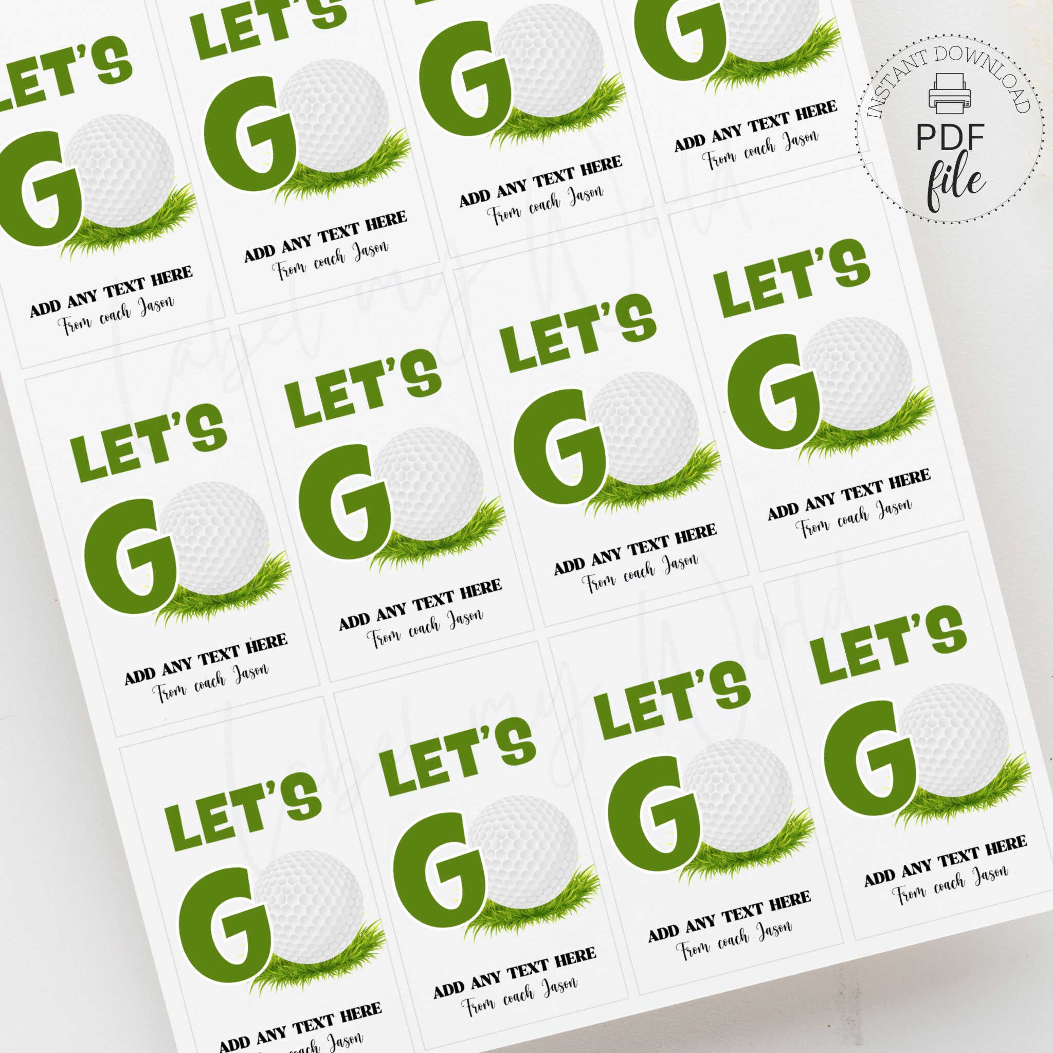 Golf Team Let's Go Tag Printable Golf Ball Good Luck Game Day Snacks ...