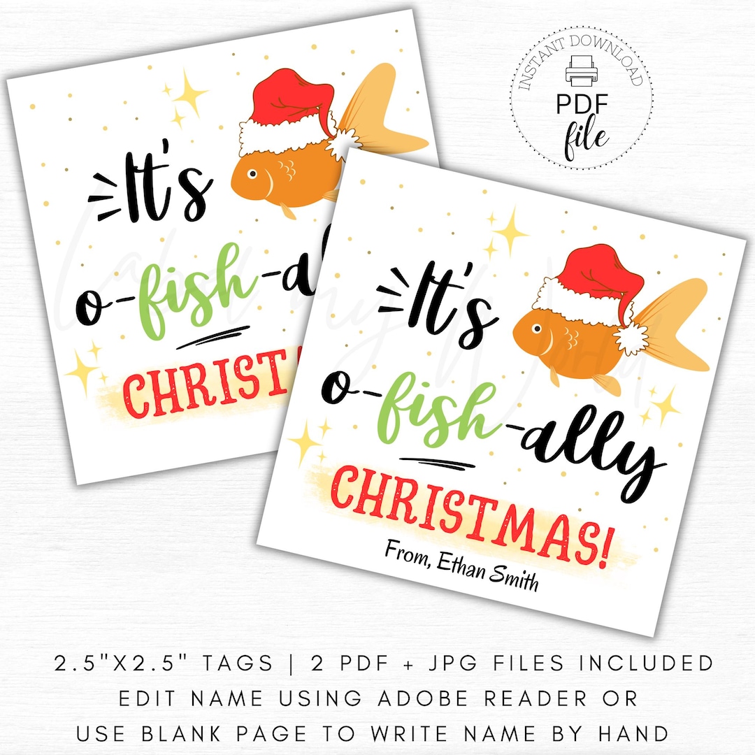 Printable Christmas Goldfish Tag, It's O Fish Ally Christmas ...