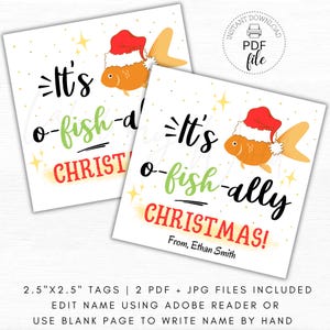 Printable Christmas Goldfish Tag, It's O Fish Ally Christmas ...