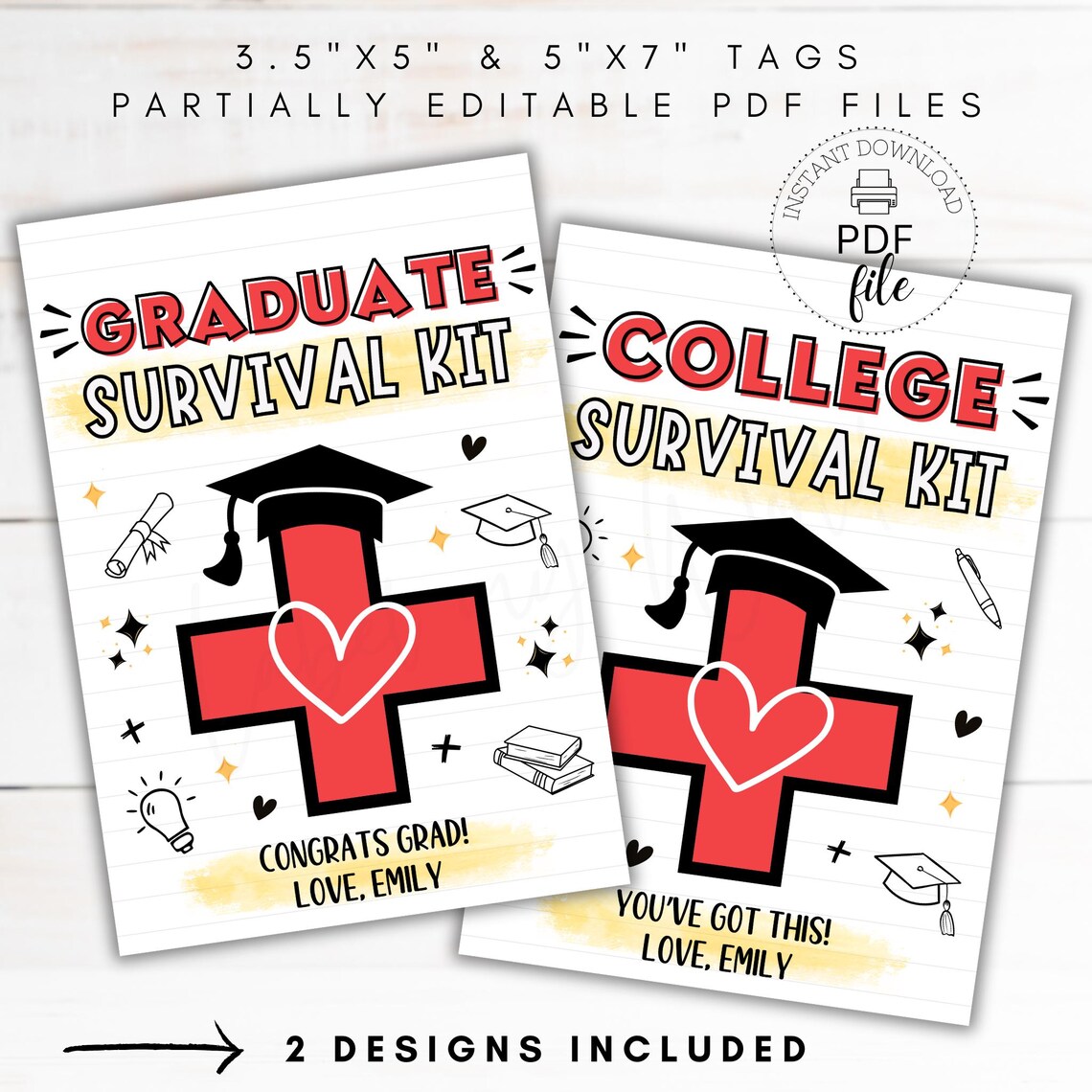 Printable Graduate & College Survival Kit Tag, High School/college Grad ...