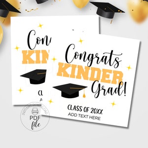 Kindergarten Graduation Gift Tag | Editable Congratulations Kinder ...