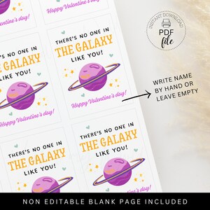 Printable Outer Space Valentine Gift Tag, There's No One in the Galaxy ...