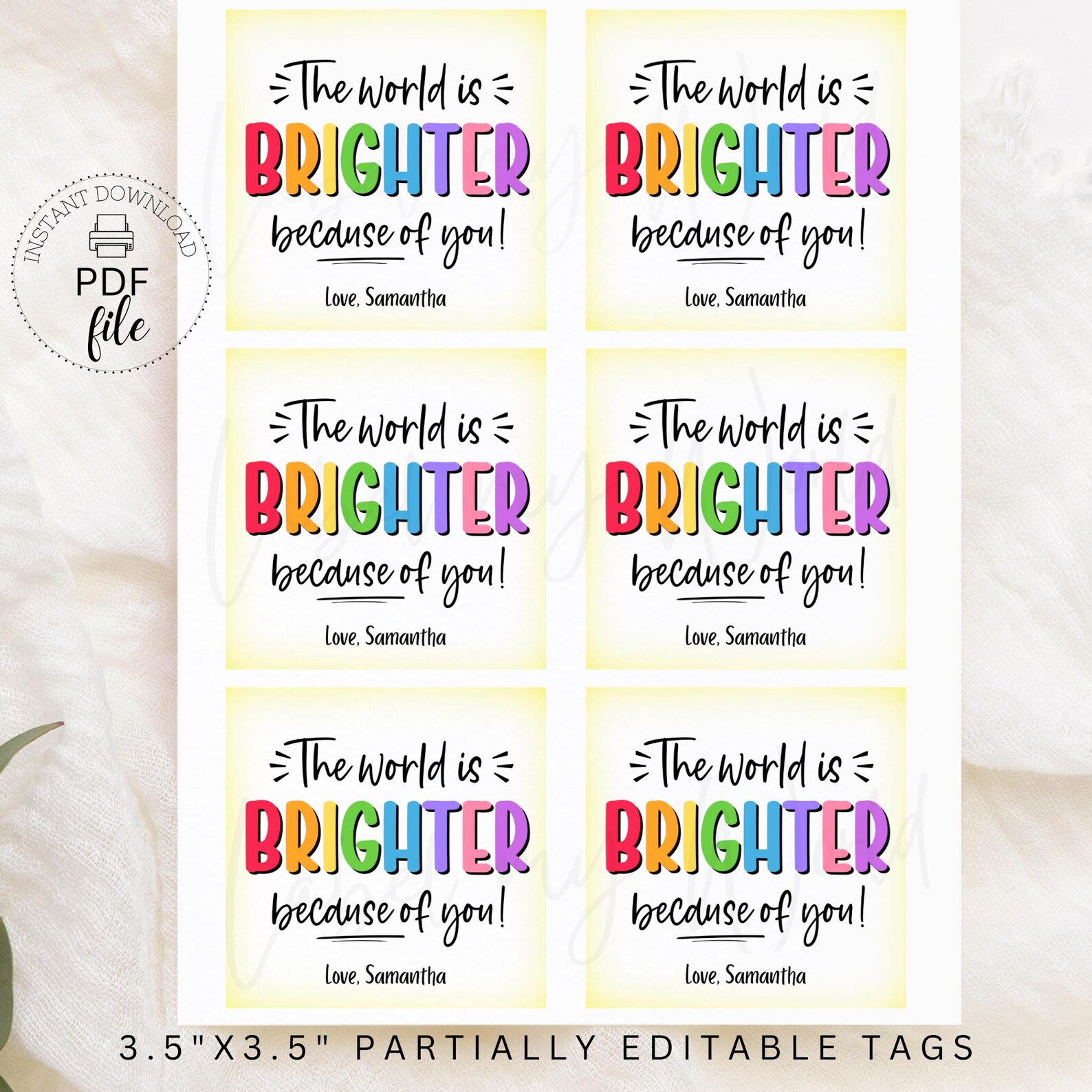 Printable Candle Gift Tag, the World is Brighter Because of You ...