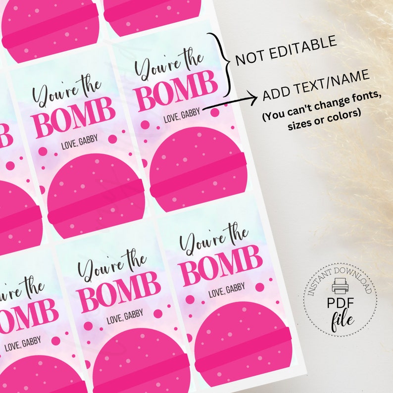 Printable Bath Bomb Gift Tag, Appreciation Teacher/school/employee ...