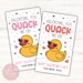 Rubber Duck Valentine Gift Tag, You Quack Me up Valentine's Day Cards ...