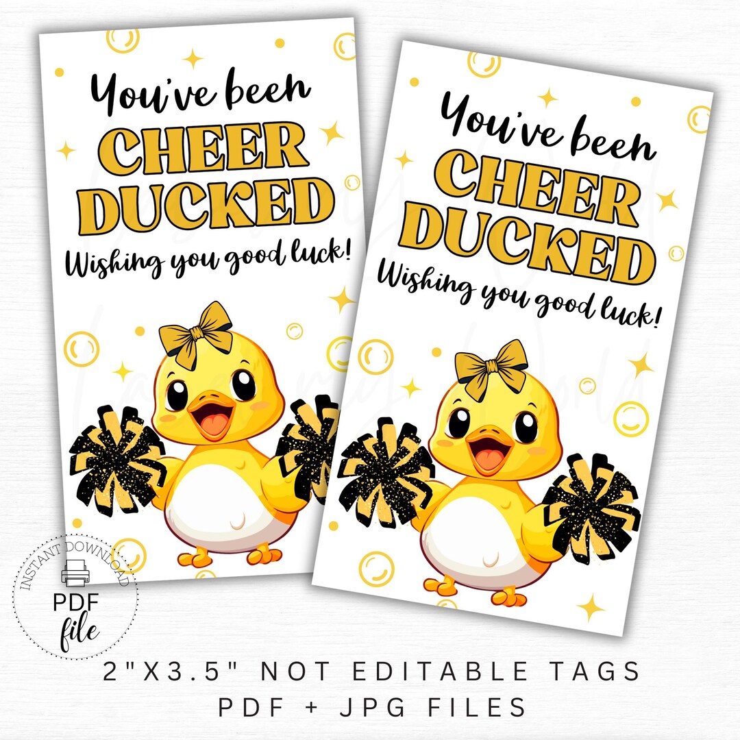 Printable Cheer Duck Tag, You've Been Cheer Ducked Wishing You Good ...