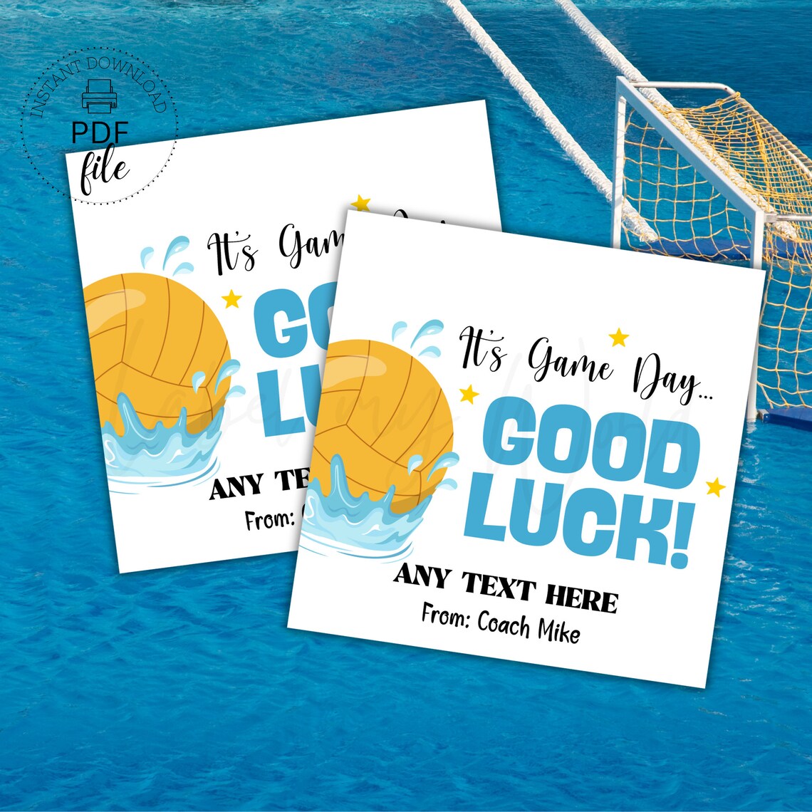 Printable Water Polo Good Luck Tags, Personalized Cheer Team Gift Tag ...