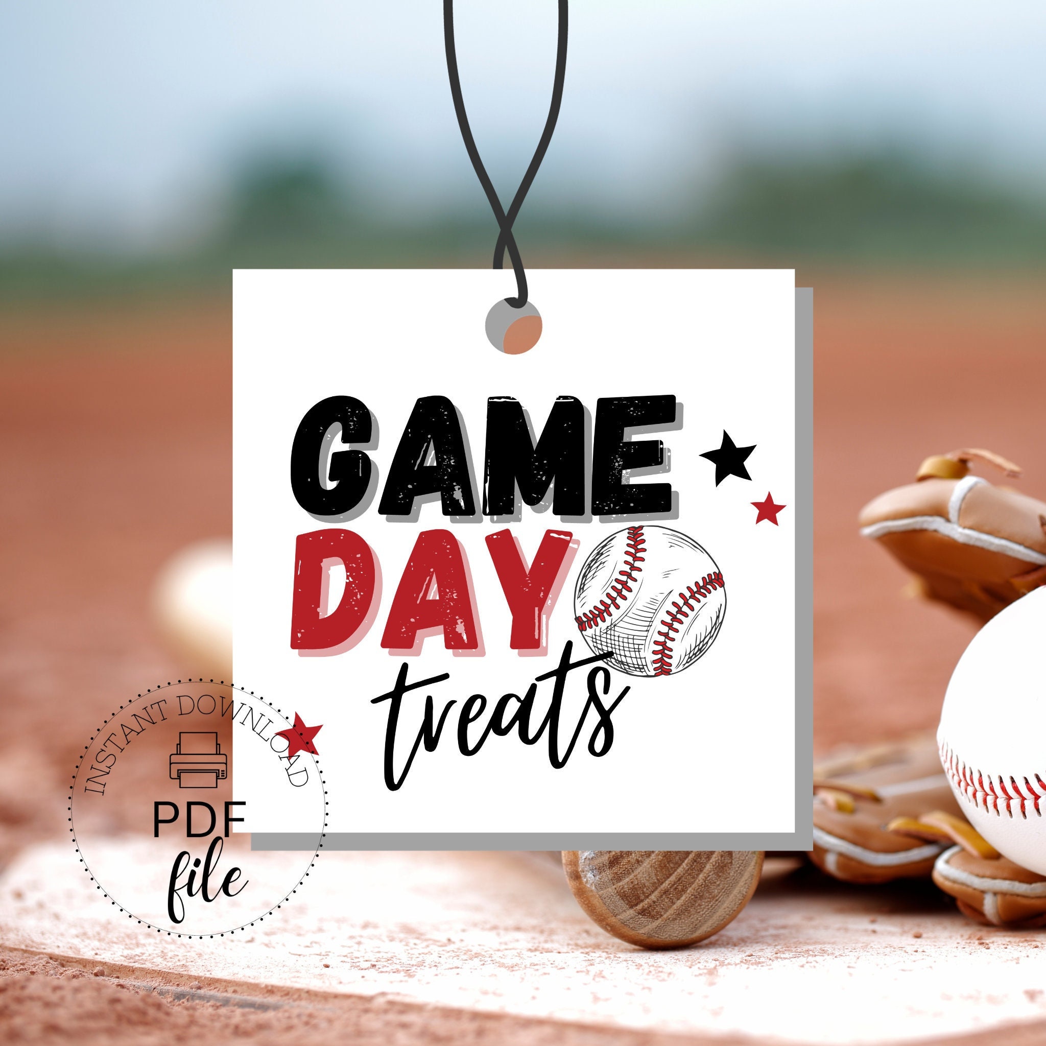 Baseball Game Day Gift Tags Baseball Game Day Treats Square Hang Tags ...