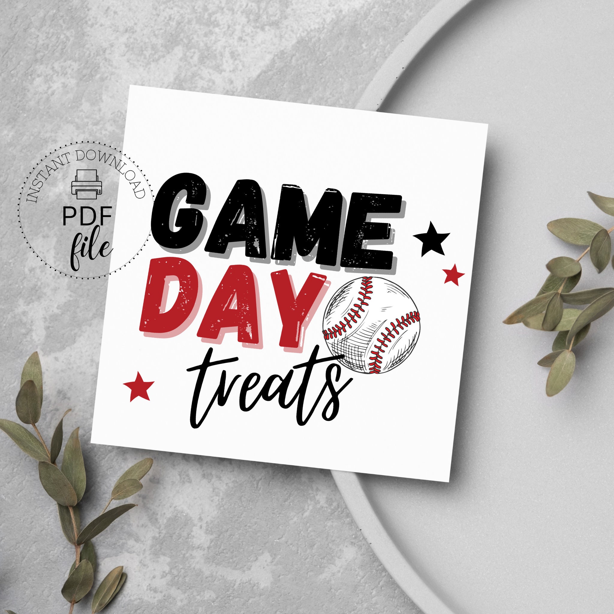 Baseball Game Day Gift Tags Baseball Game Day Treats Square Hang Tags ...
