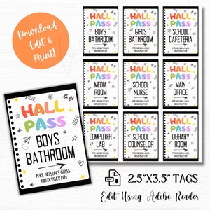Printable Classroom Hall Passes, Preschool/elementary Pass ...