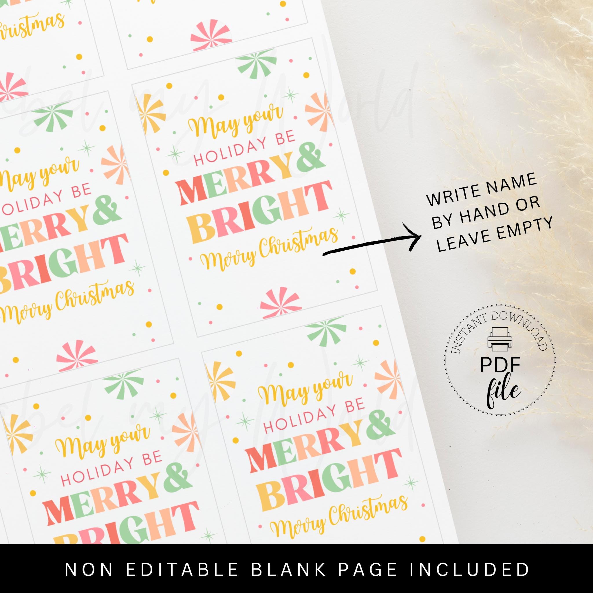 Printable Christmas Glow Stick Holder Tags, Personalized May Your ...