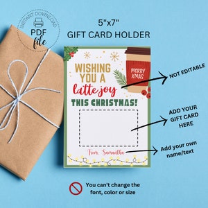Printable Christmas Coffee Gift Card Holder Template | Wishing You A ...