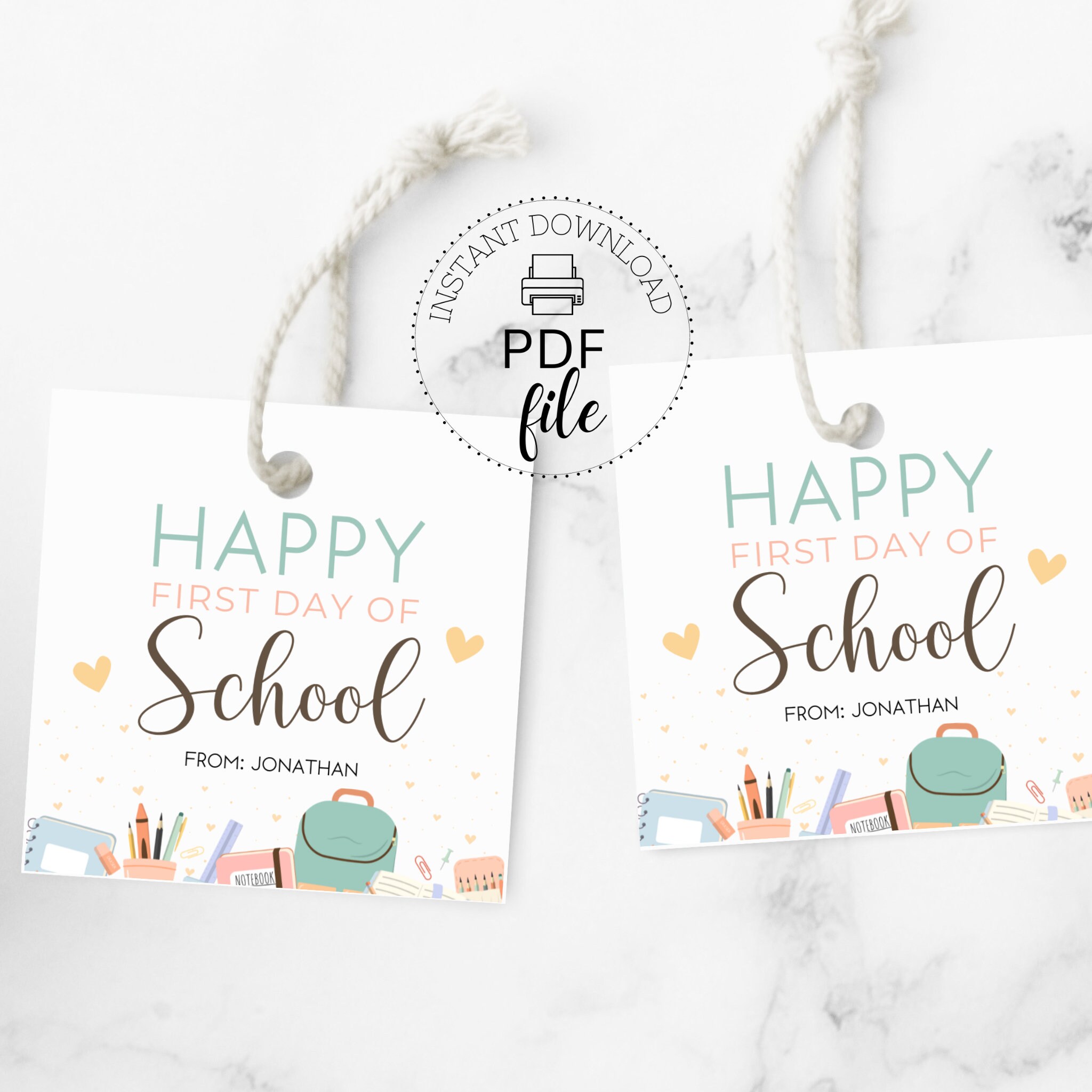 Happy First Day of School Tag Printable - Etsy