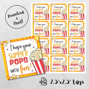 Printable End of School/summer Gift Tag, I Hope Your Summer Pops With ...
