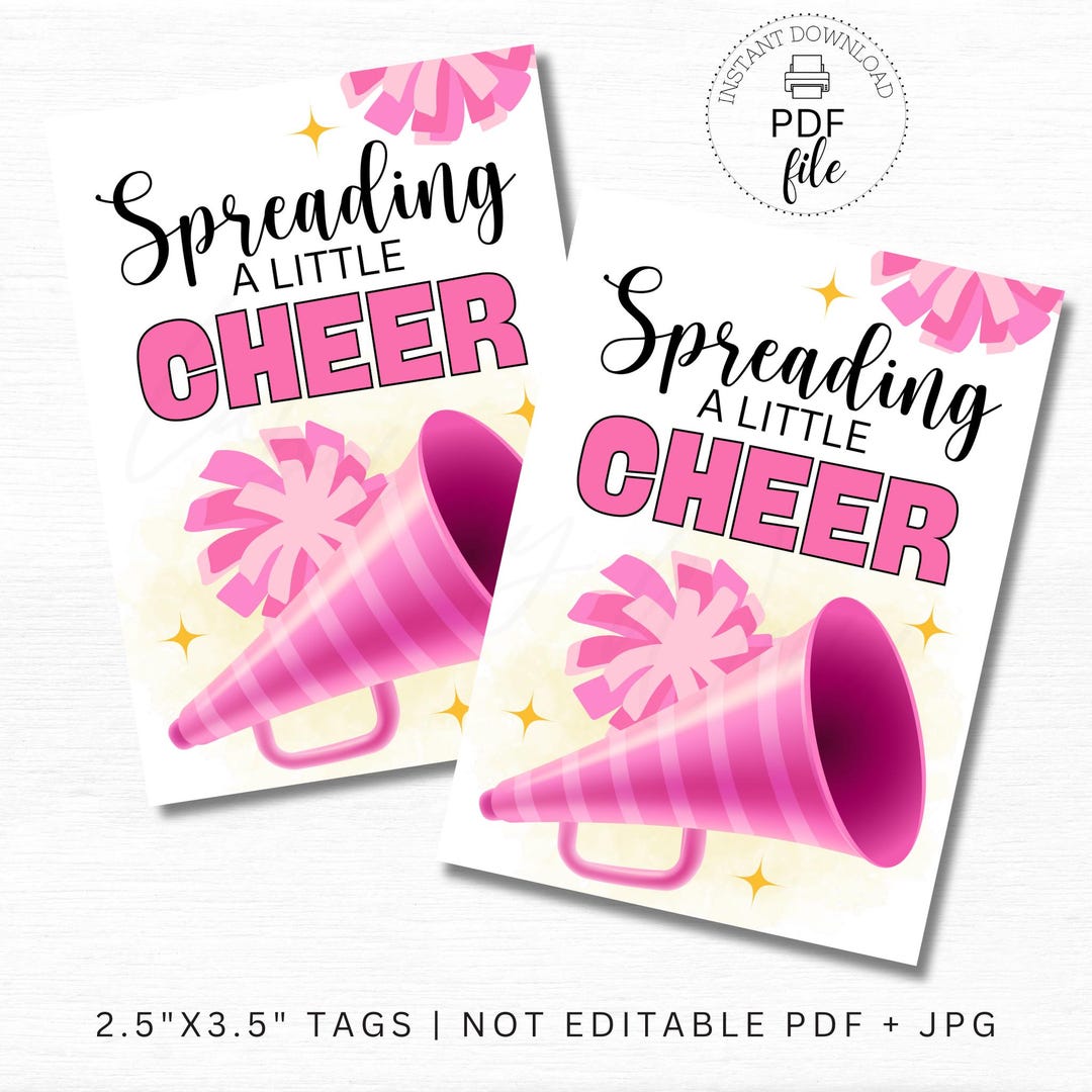 Printable Pink Spreading a Little Cheer Tags, Cheerleading/dance Good ...