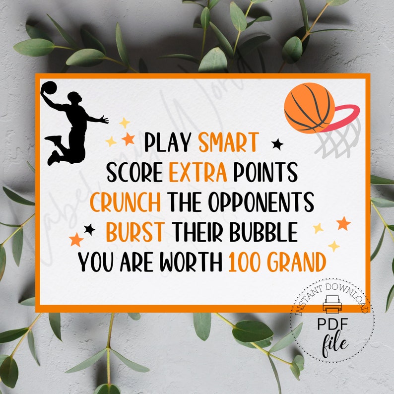Printable Basketball Candy Treat Bag Tag Good Luck Gift Tags Basketball ...