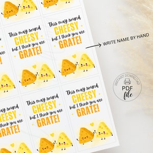 Cheese Printable Gift Tag, Personalized This May Sound Cheesy but I ...