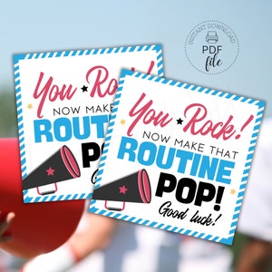You Rock Now Make That Routine Pop Gift Tag, Printable Cheerleading ...