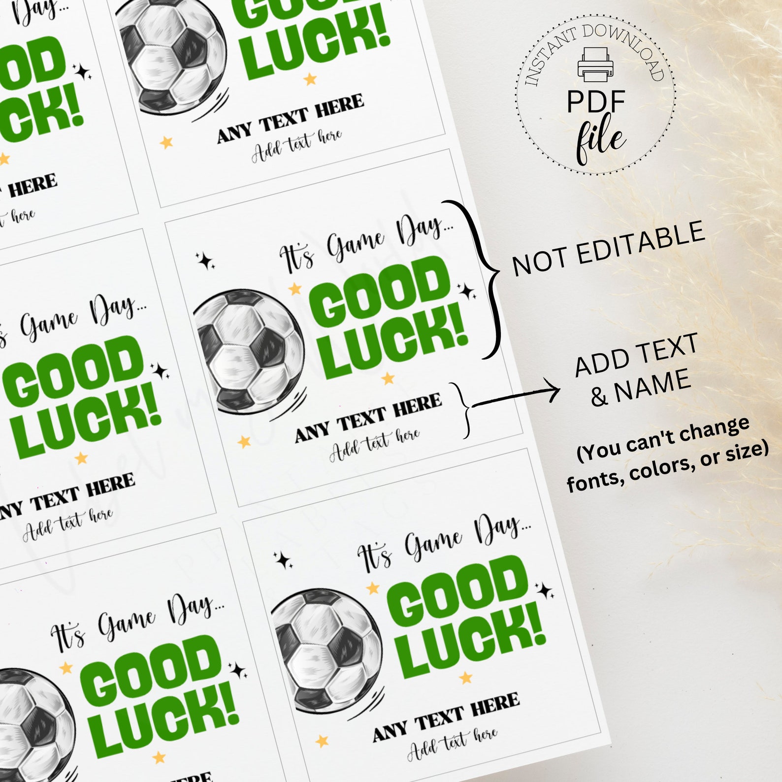 Printable Soccer Good Luck Tags | Personalized Cheer Team Gift Tag ...