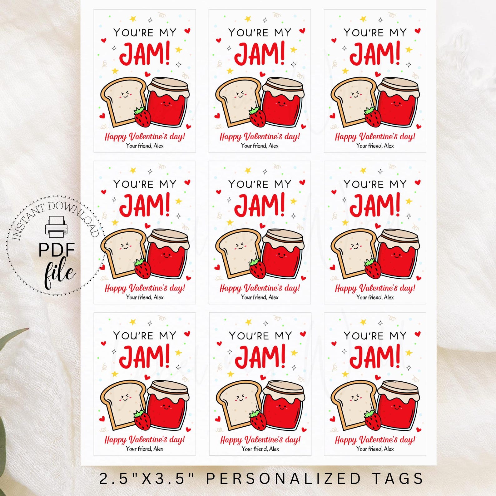 Printable Valentine Strawberry Jam Gift Tag, Personalized You Are My ...