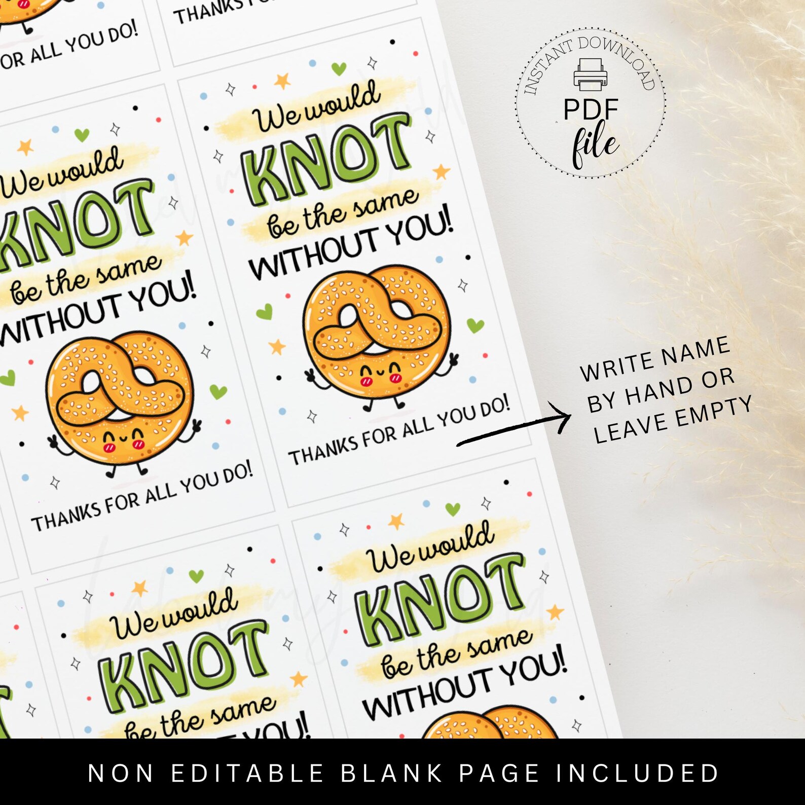 Printable Employee Appreciation Pretzel Gift Tag, Personalized We Would ...
