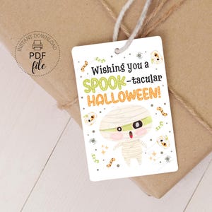 Printable Mummy Halloween Treat Tag, Wishing You a Spook-tacular ...