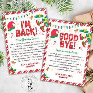 Printable Elf/elves Arrival & Goodbye Letters, Christmas Elf Return 5 ...