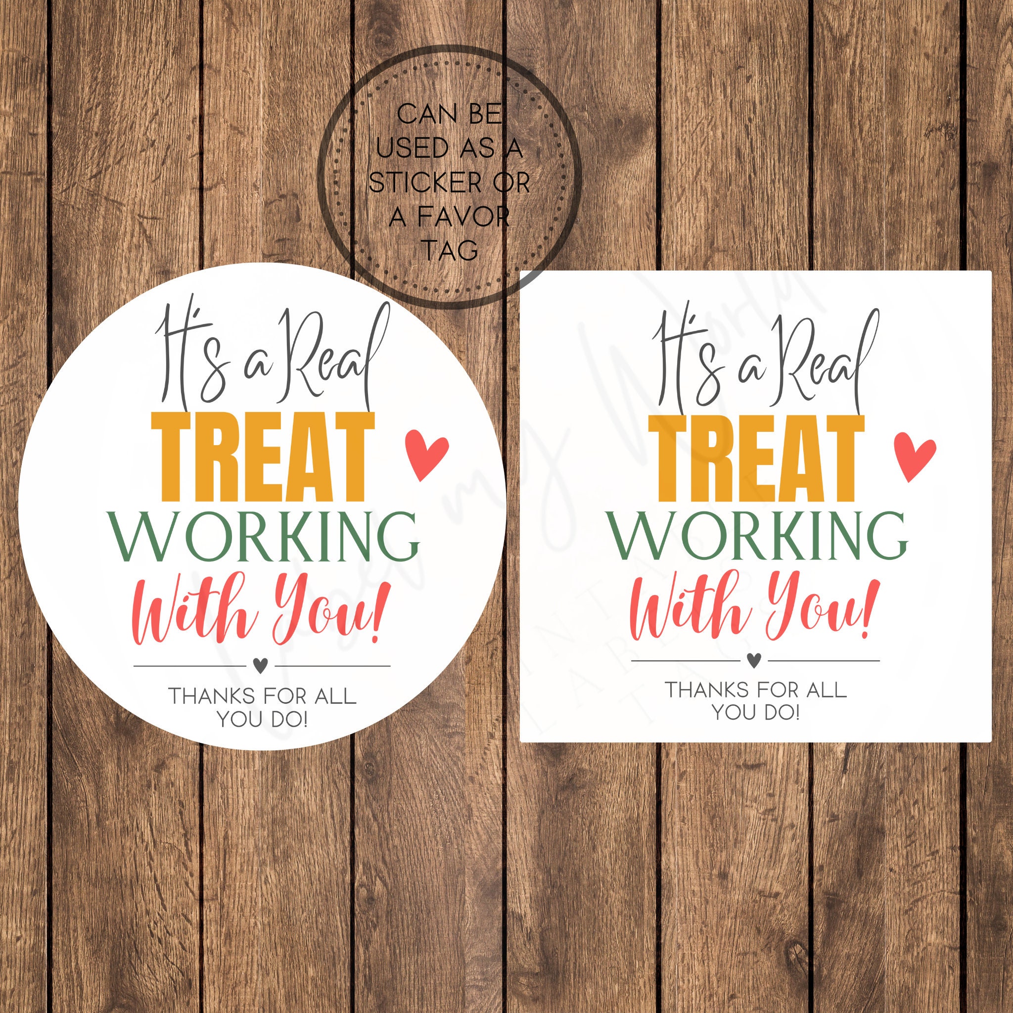 Coworker Round Labels/tags It's a Real Treat Working With You Stickers ...