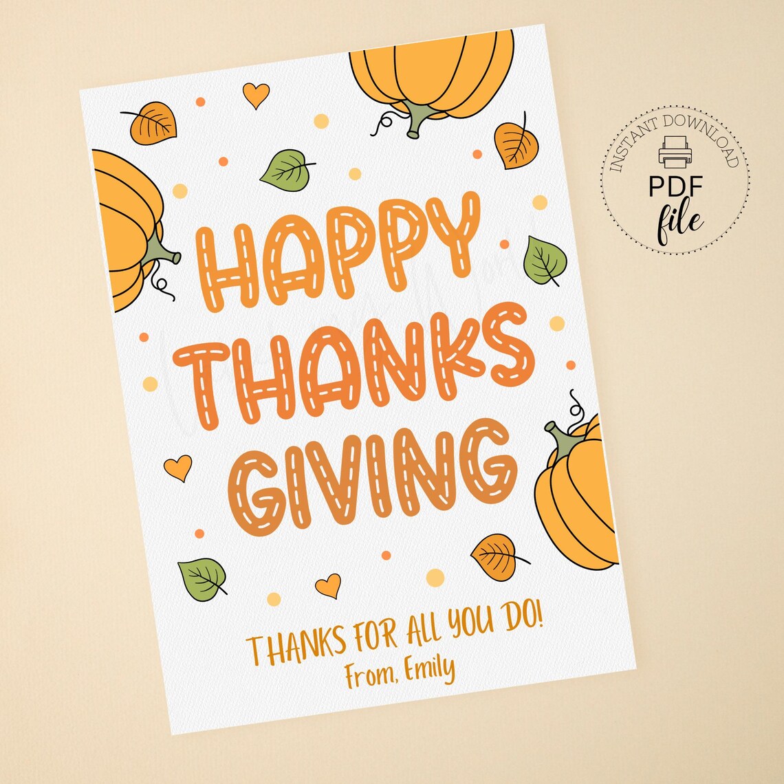Printable Happy Thanksgiving Gift Tag, Personalized Fall Appreciation ...