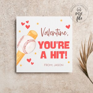 Printable Baseball Valentine Cards | Personalized Kids Valentine's Day ...