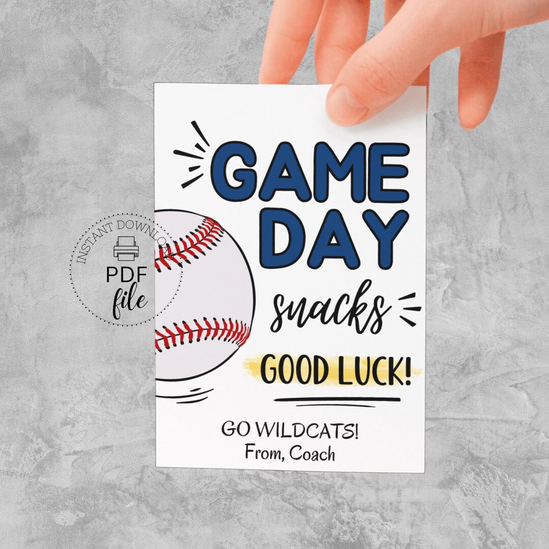 Printable Baseball Game Day Snacks Tag, Personalized Good Luck 2.5x3.5 ...