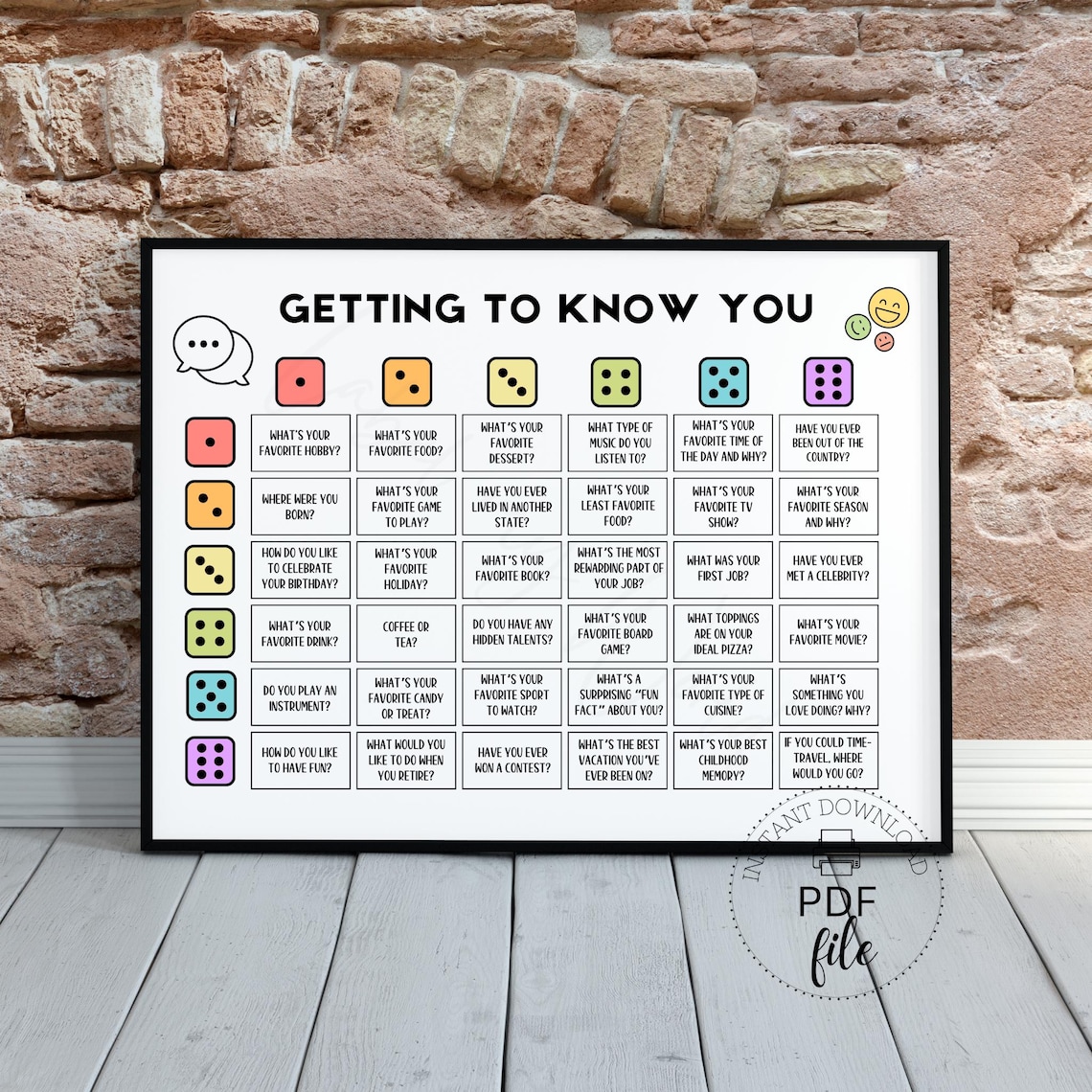 Getting to Know You Icebreaker Dice Game, Roll and Tell Game Template ...